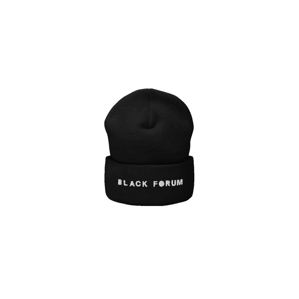 "Black Forum" Text Logo Black Beanie - Motown Records